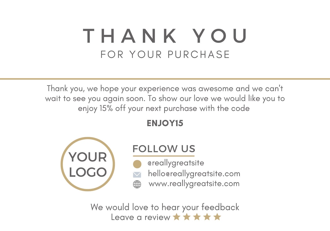 Printable Thank You Card | Thank You Card Template | Business Thank You ...