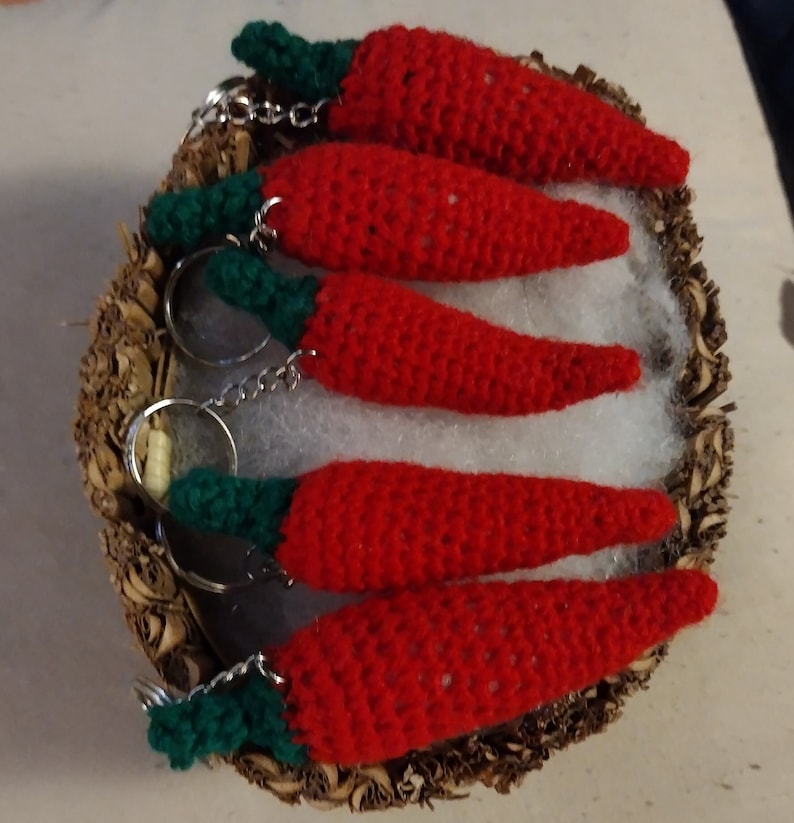 Chili Pepper Crochet Keychain - Etsy