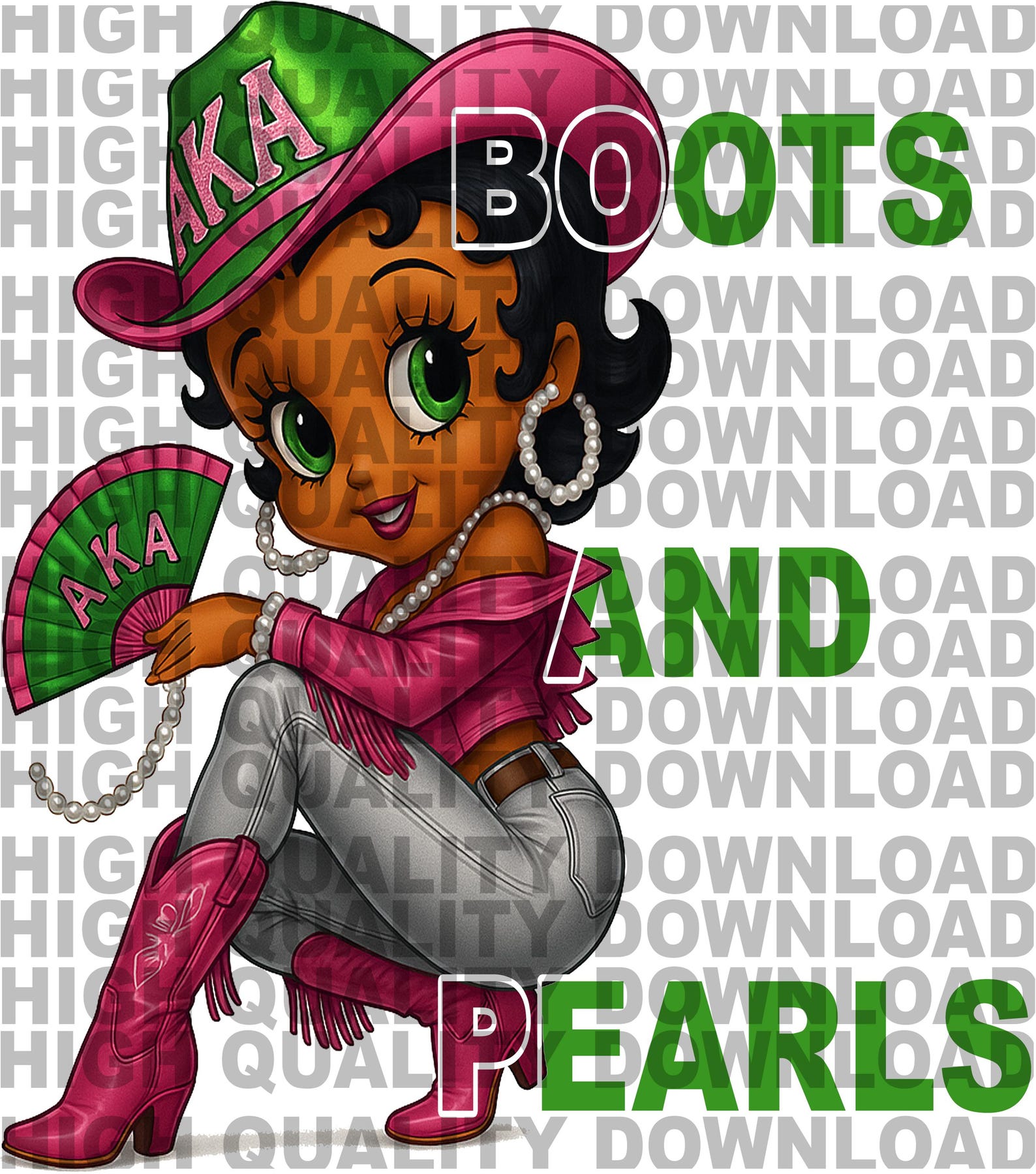 AKA Fans Boots and Pearls Cowgirl PNG | Alpha Kappa Alpha Fans High ...