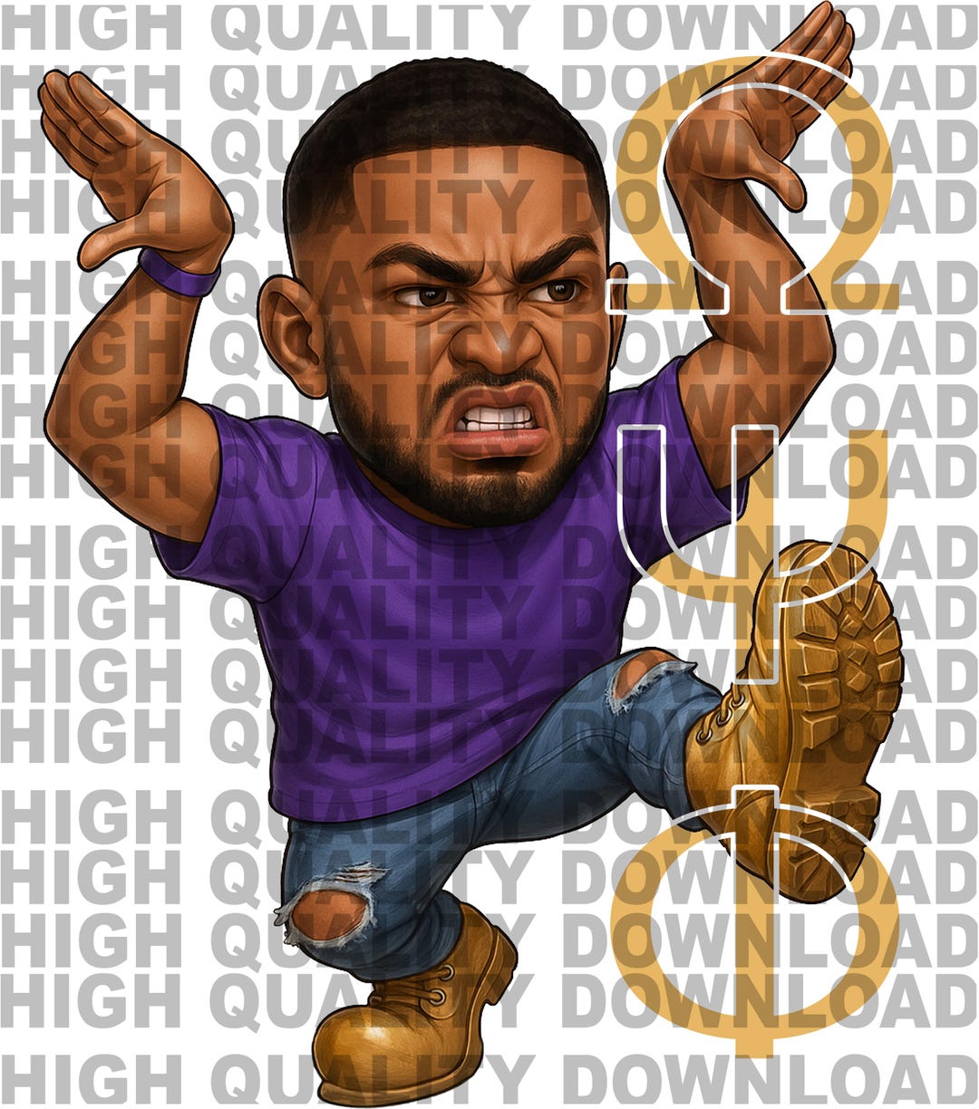 Omega Psi Phi Fan Art | Que Dawg Chibi PNG | Black Fraternity Cartoon ...