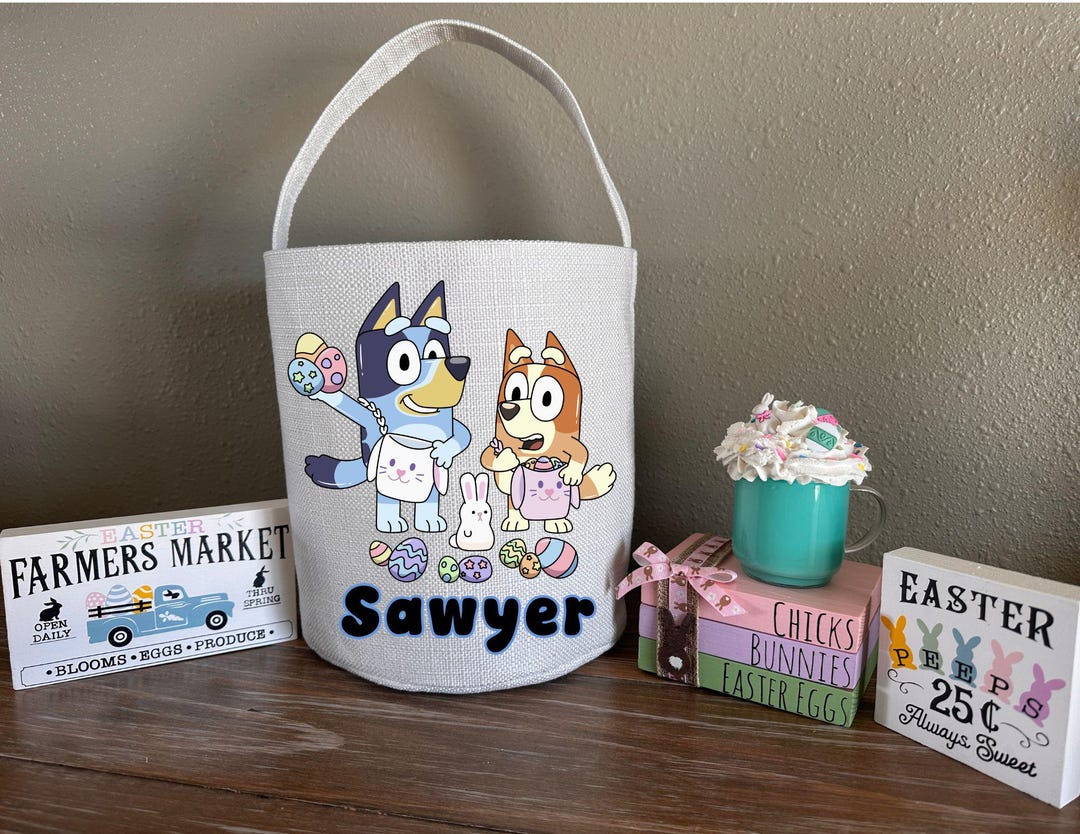 Easter Basket, Kids Personalized Easter Basket, Blue Dog Easter Basket ...