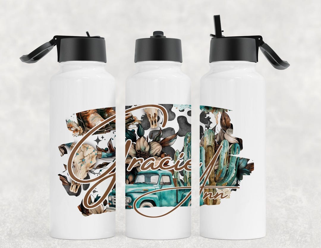 Western Name Water Bottle, Custom Kids Name Water Bottle, Personalized ...
