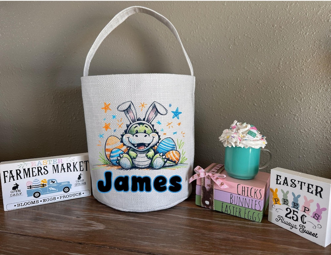 Easter Basket, Boys, Kids Personalized Easter Basket, Dinosaur Easter Basket, Boys Name Easter ...