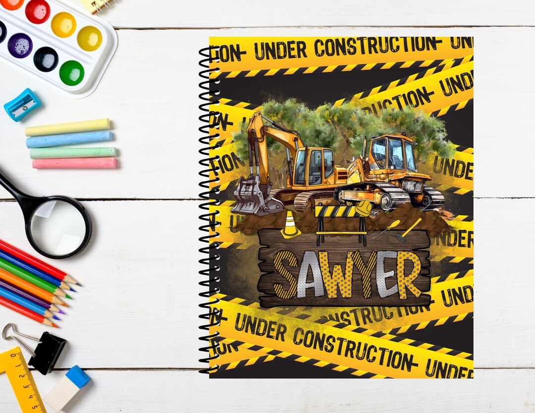Construction Kids Name Notebook, Custom Kids Name Coloring Book ...