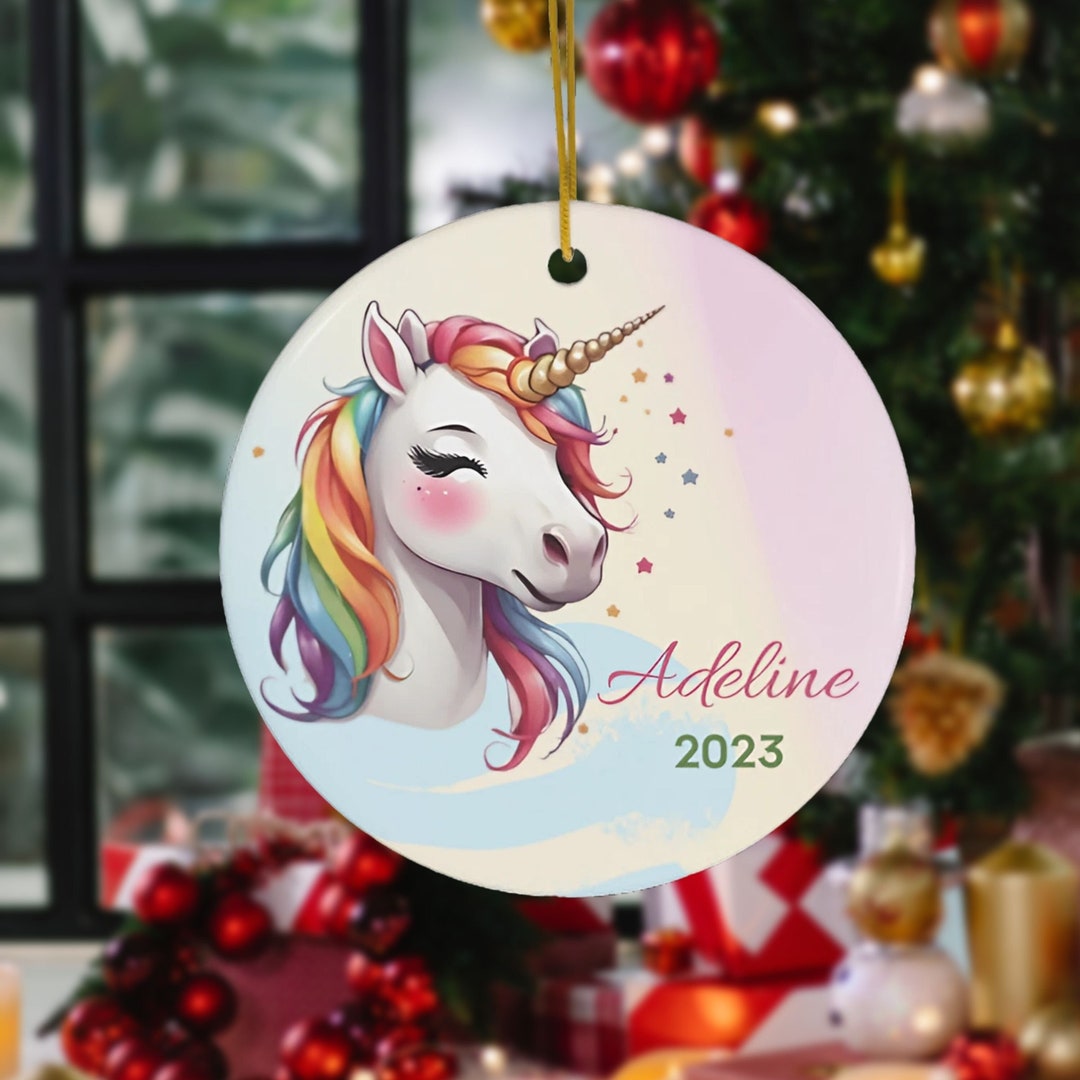 Personalized Unicorn Christmas Ornament, Custom Unicorn Ornament, Girls ...