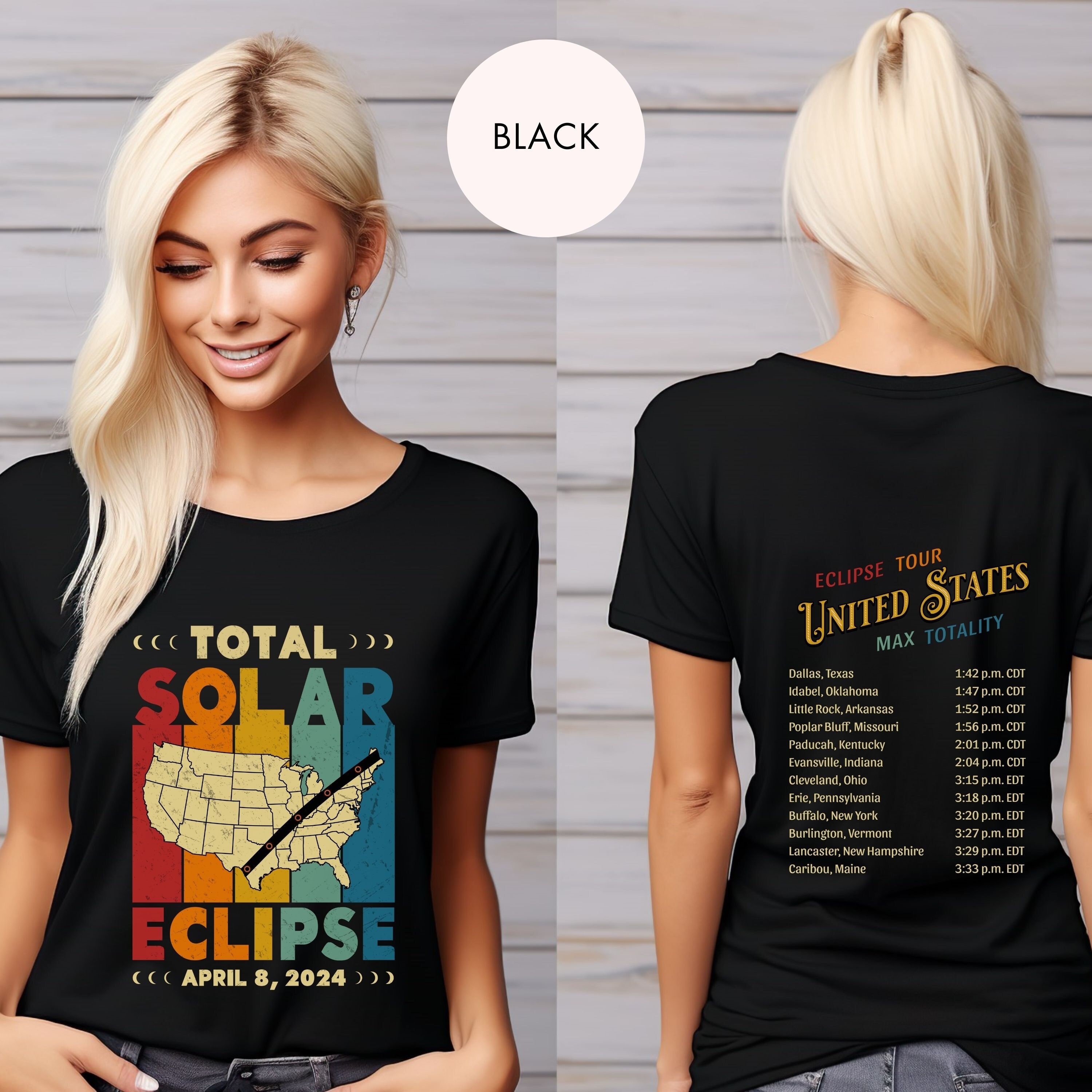 Total Eclipse 2024 Tshirt, Solar Eclipse Tour Shirt Unisex, 8 April ...