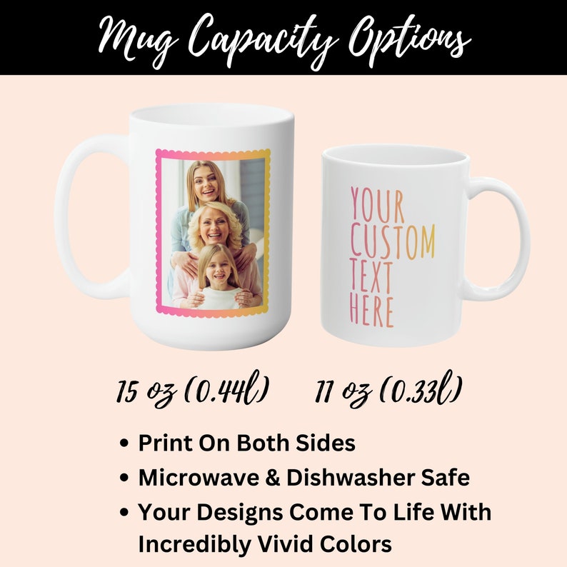 Personalized Photo Mug With Text, Custom Coffee Mug Gift for Mom ...