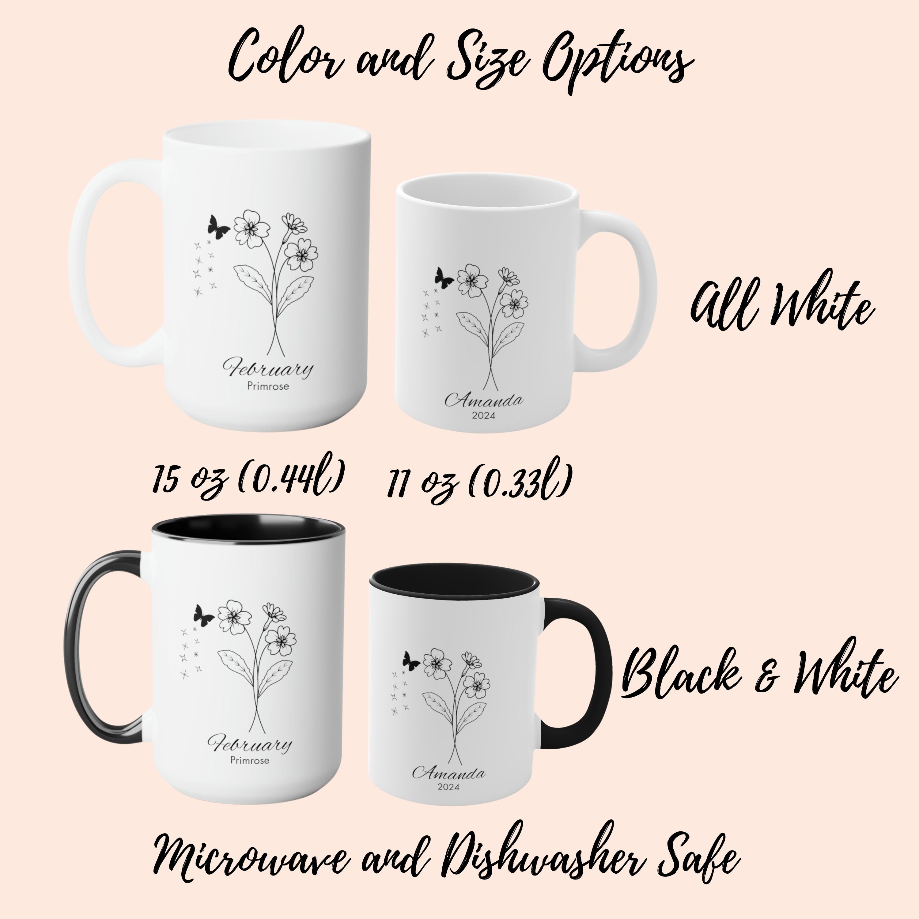 Birth Month Flower Mug Personalized, Custom February Birth Flower ...