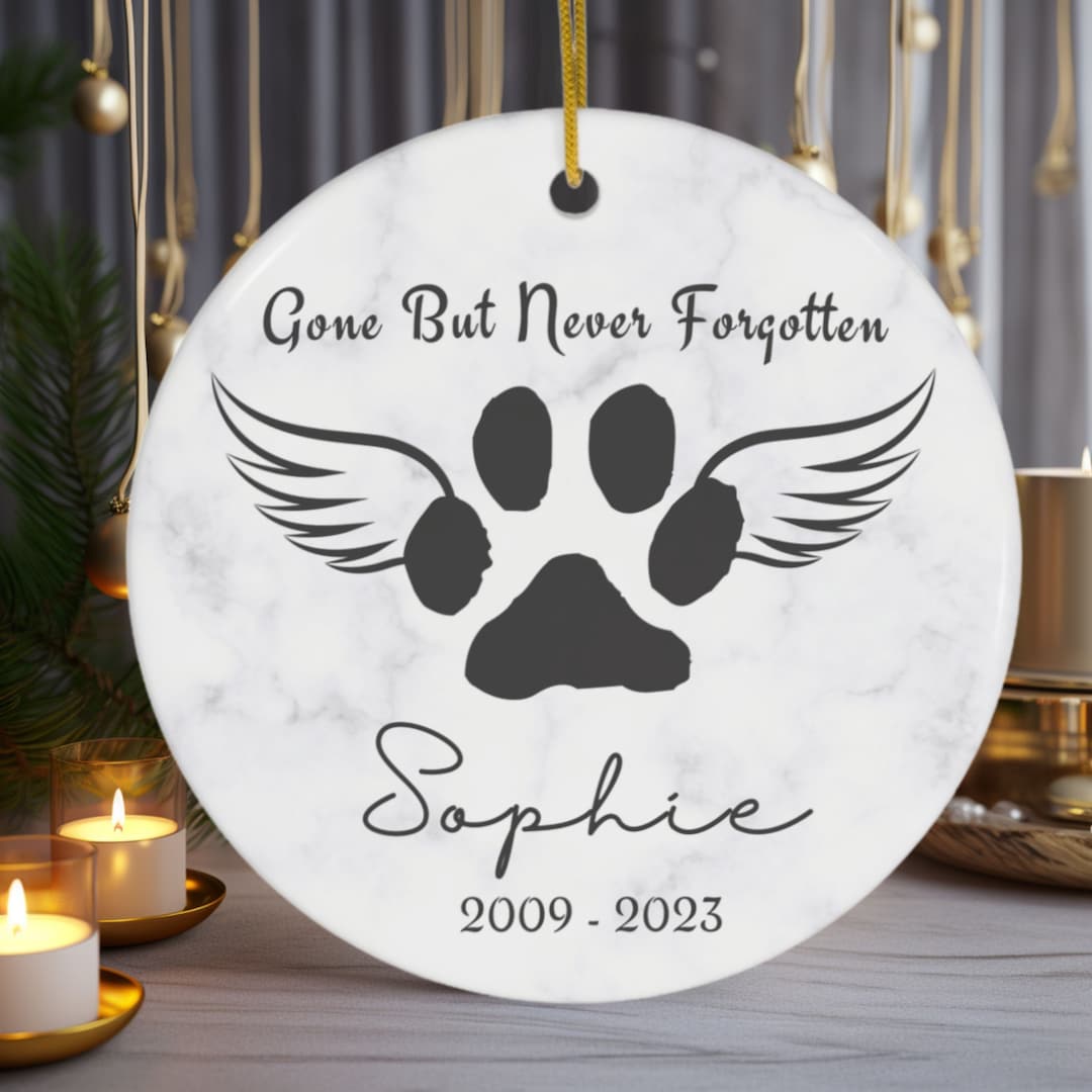 Personalized Pet Memorial Ornament 2023, Pet Angel Paw Ornament, Custom ...
