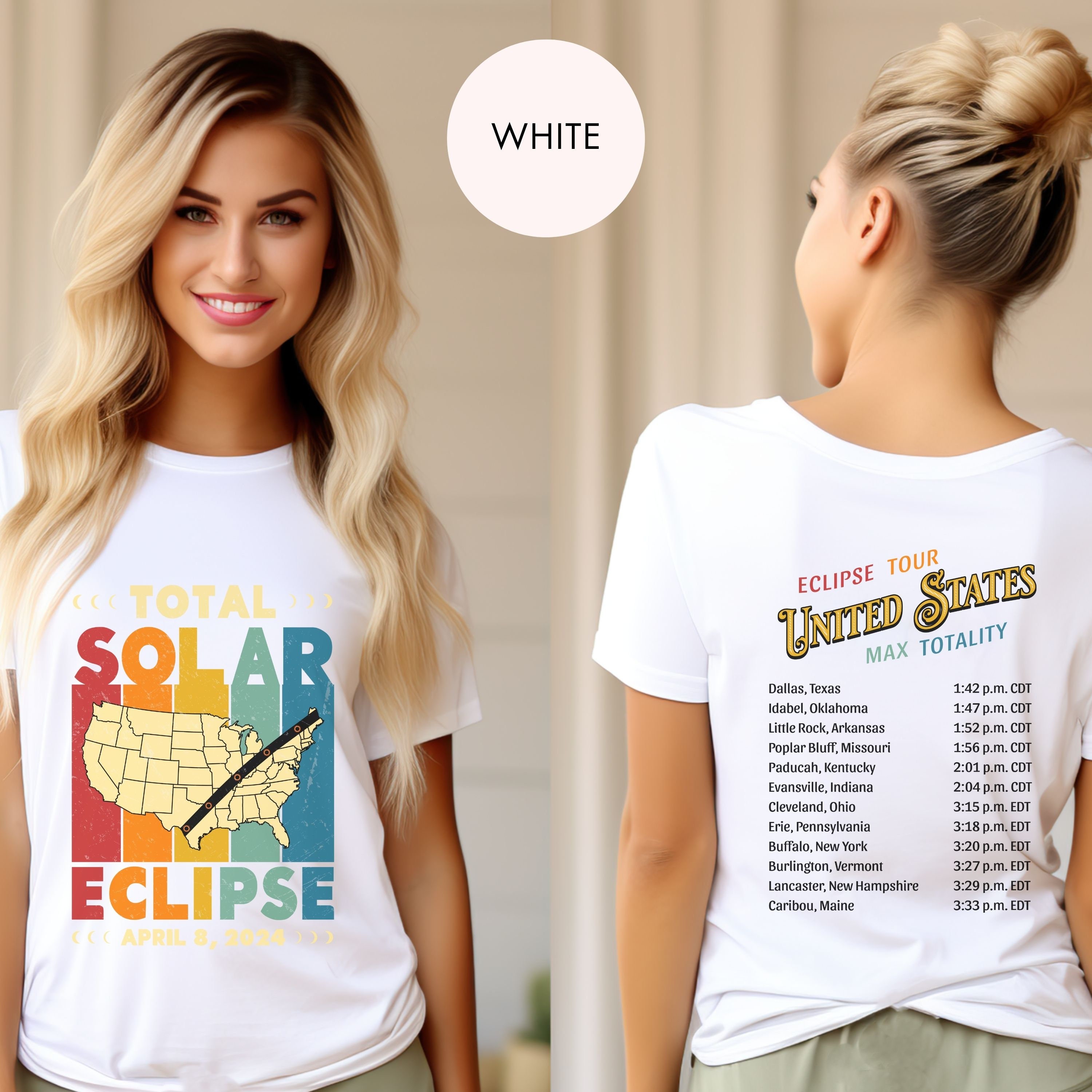 Total Eclipse 2024 Tshirt, Solar Eclipse Tour Shirt Unisex, 8 April ...