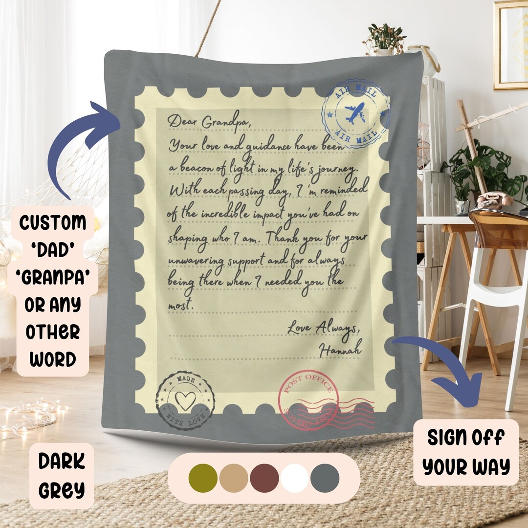 Personalized Handwriting Letter Blanket for Grandpa, Custom Letter ...