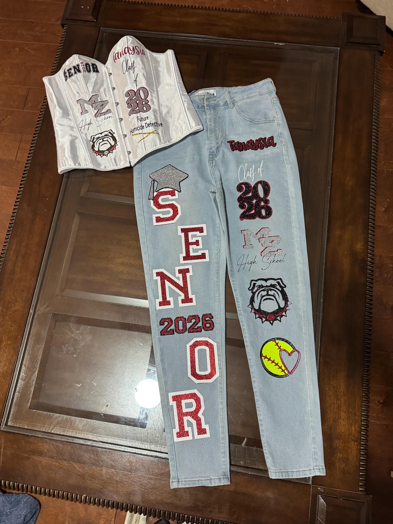 Custom Graduation Corset Jeans Set: Personalized School Mascot - Etsy