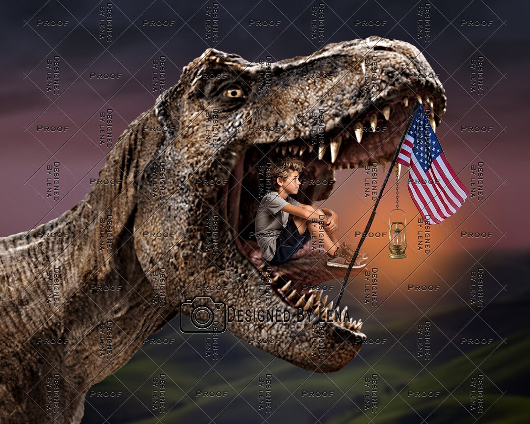 Dino Roar: T-rex Adventure Digital Backdrop, Captivating Prehistoric ...