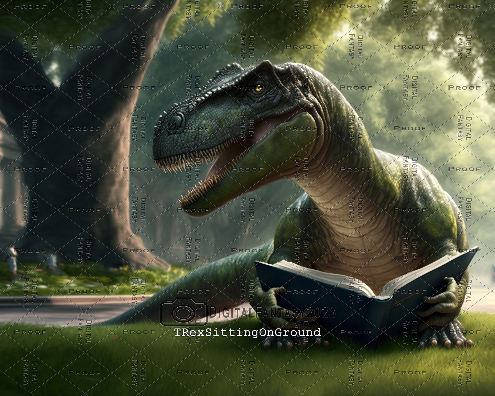Trex Sitting on Ground, Digital Background, Fantasy, Composite ...