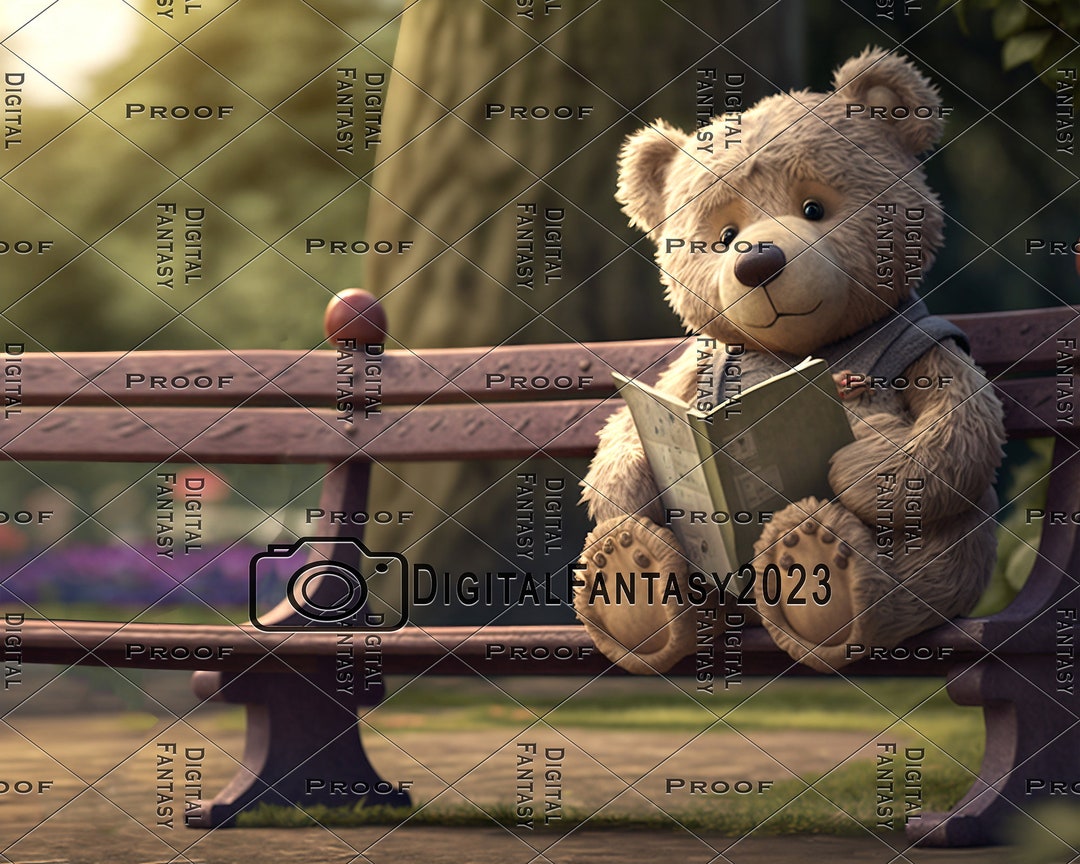 Teddy Reading 02, Digital Background, Backdrop, Fantasy, Composite ...