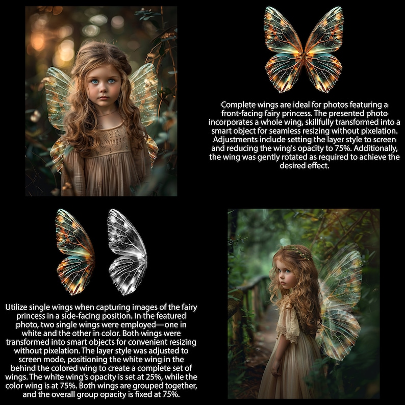 Colorful Fairy Wing Overlays, Composite Photography, Fairytale Magic ...