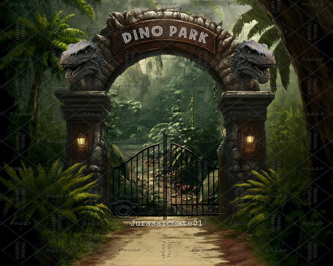 Dino Park Gate, Digital Background, Fantasy, Composite, Dinosaur ...