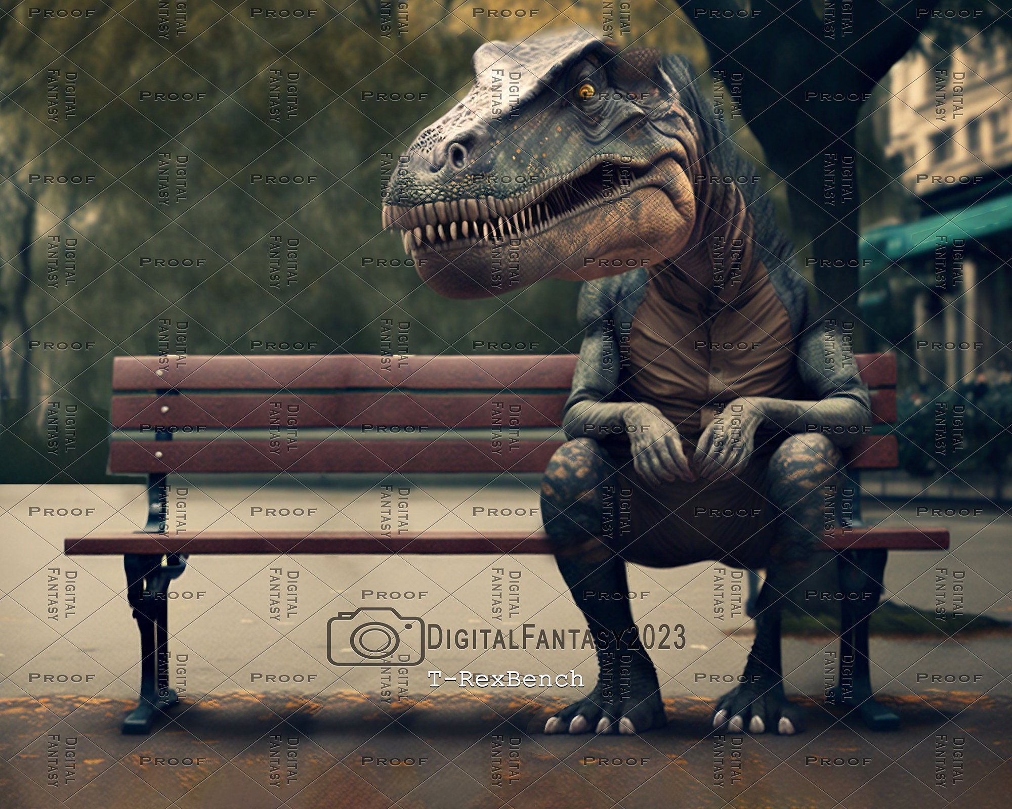 T-rex Bench, Digital Background, Fantasy, Composite, Dinosaur Backdrop ...