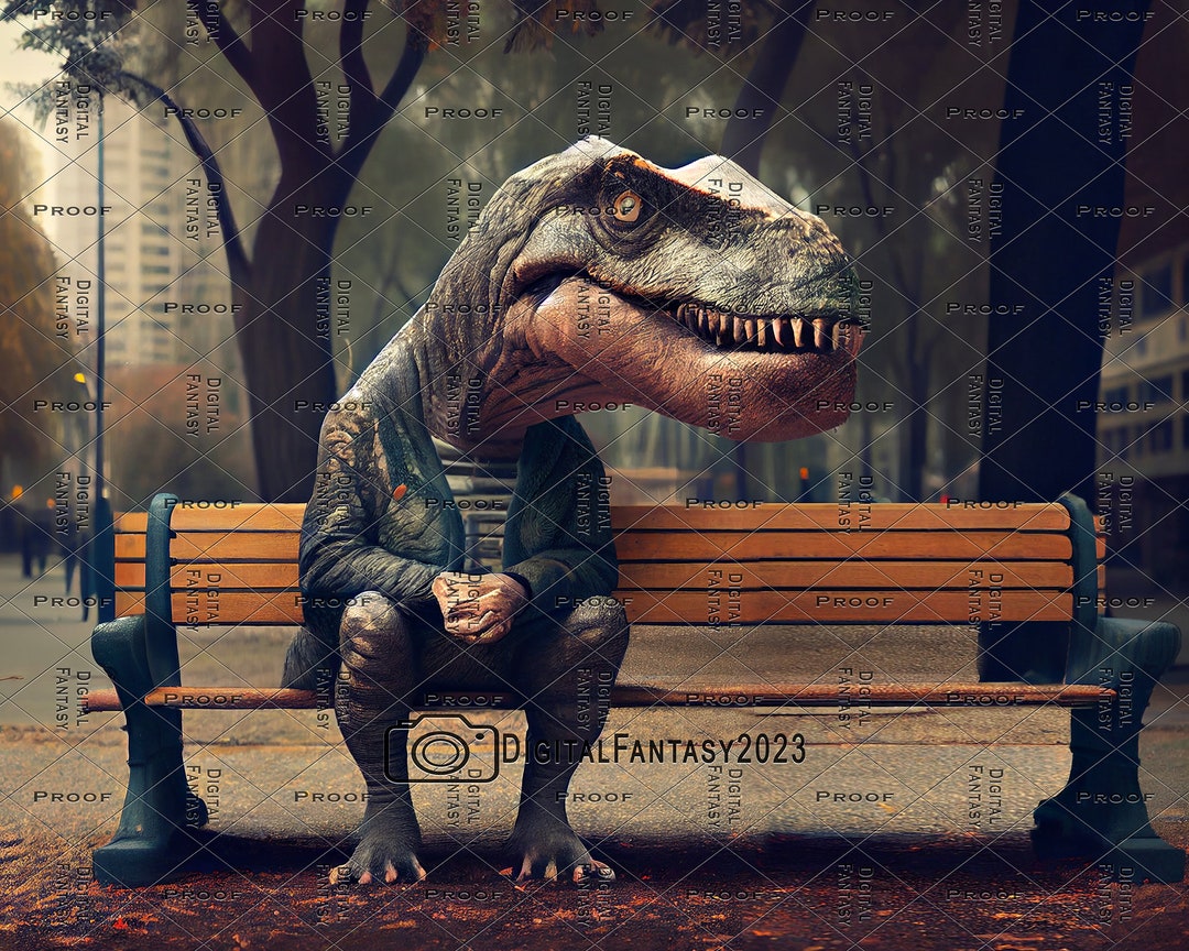 Dino Bench Park, Digital Background, Fantasy, Composite, Dinosaur ...