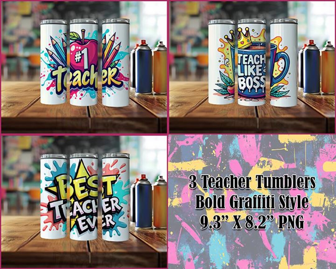 Teacher Tumbler Wrap - Graffiti Style With Bonus Wraps - Etsy