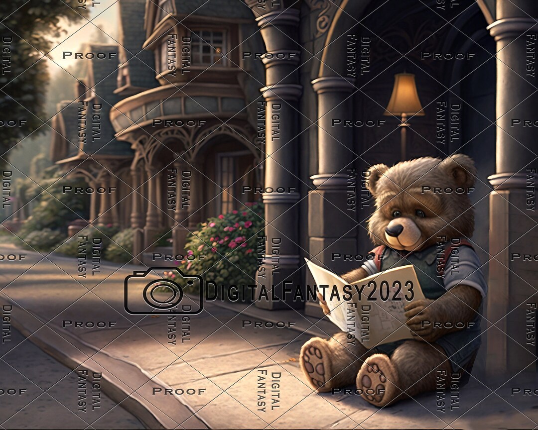 Teddy Reading 06, Digital Background, Backdrop, Fantasy, Composite ...