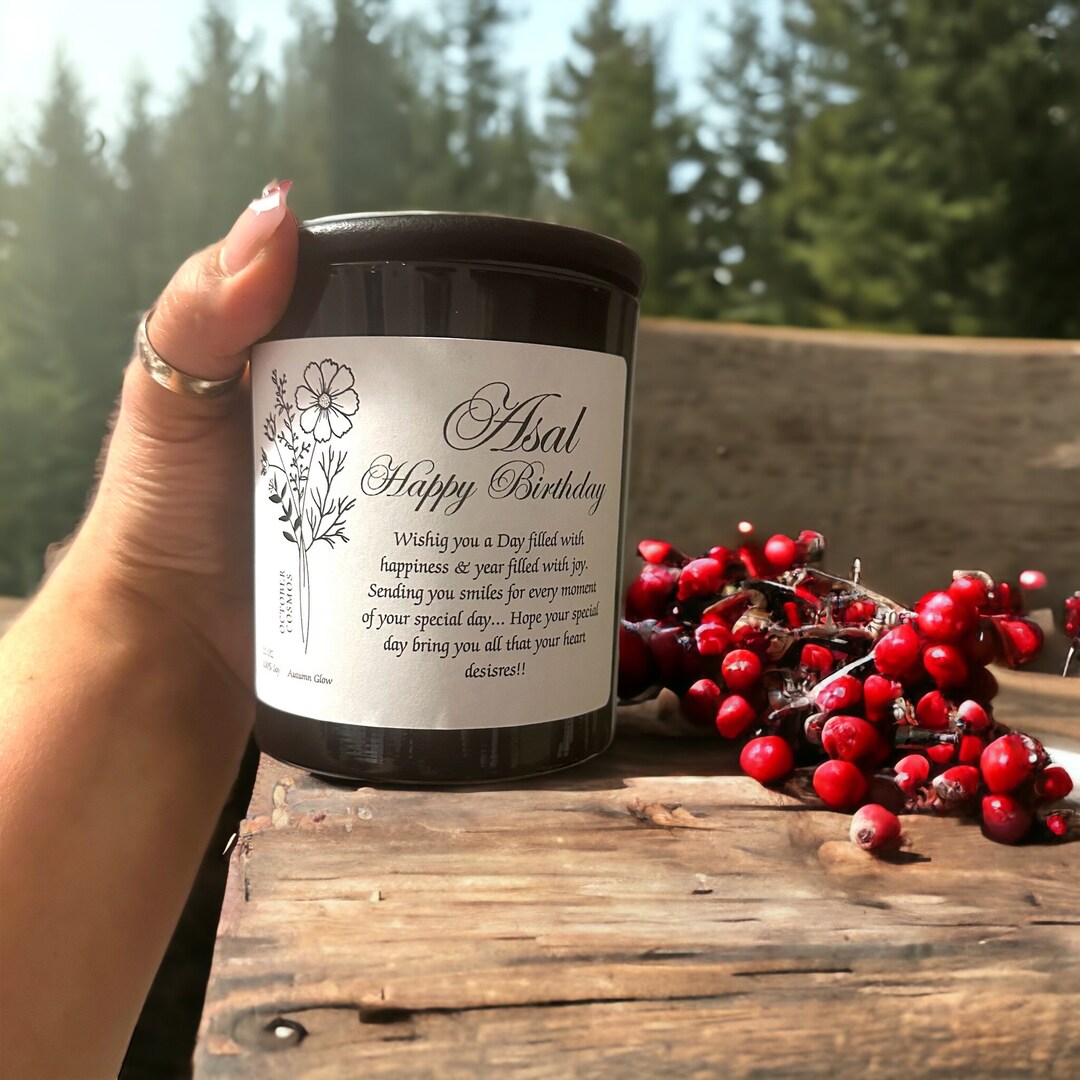 Personalized Birth Flower Candle: Custom Message, Soy Wax, Handmade - Etsy
