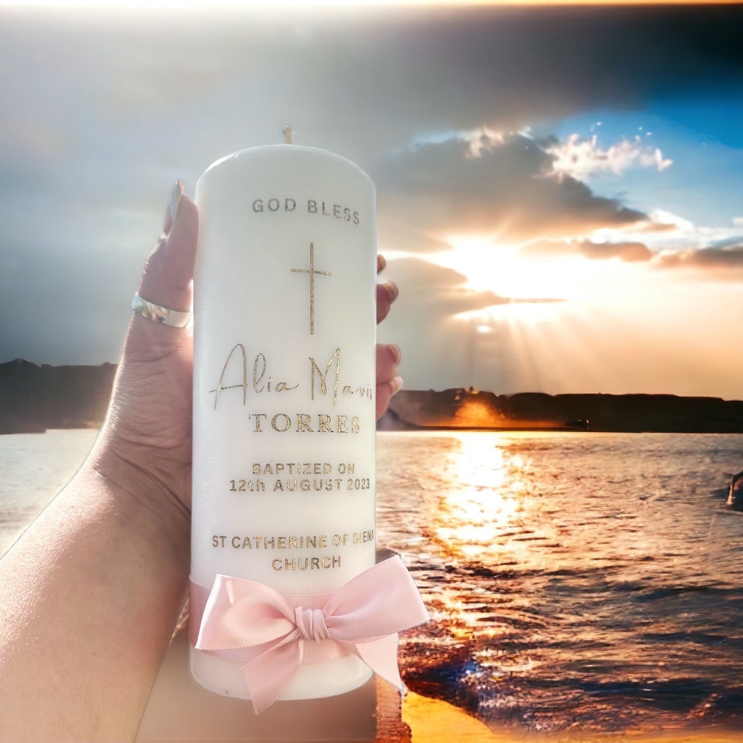 Personalized Baptism Candle Godparents Gift Custom Candle Communion ...
