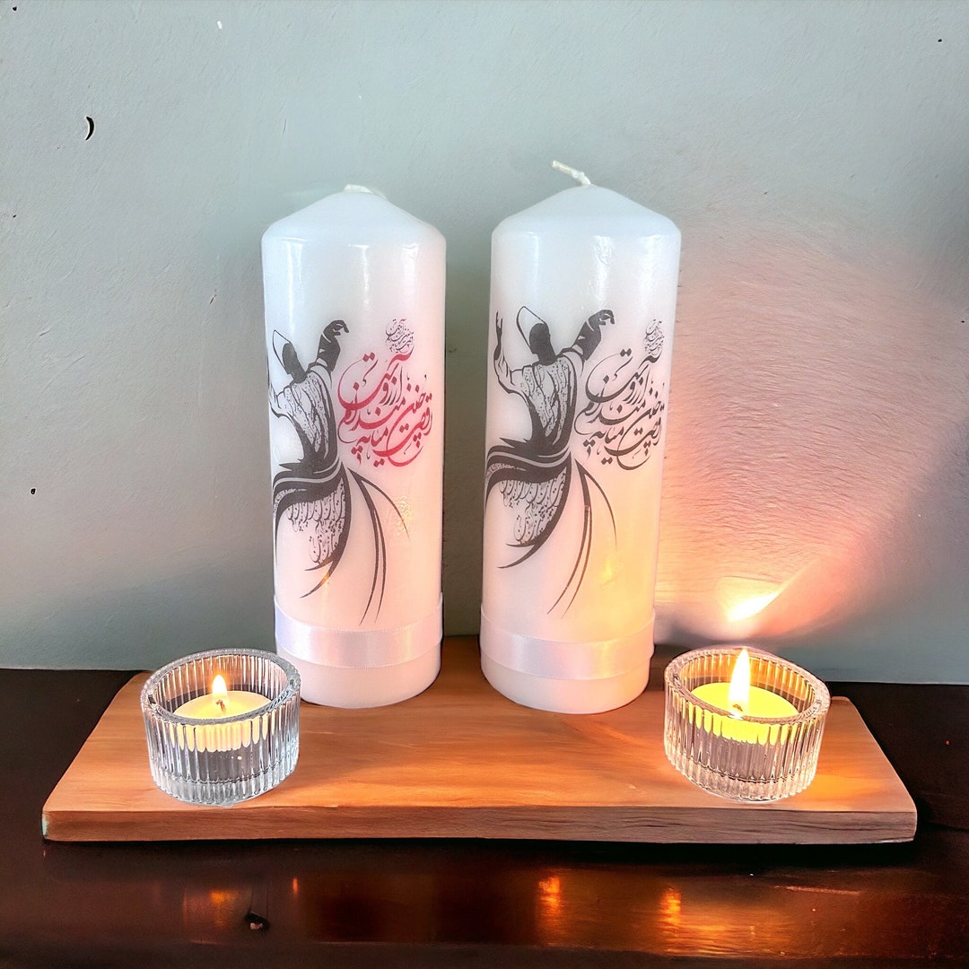 Persian Calligraphy Candle: Sufi Dance Home Decor Gift - Etsy