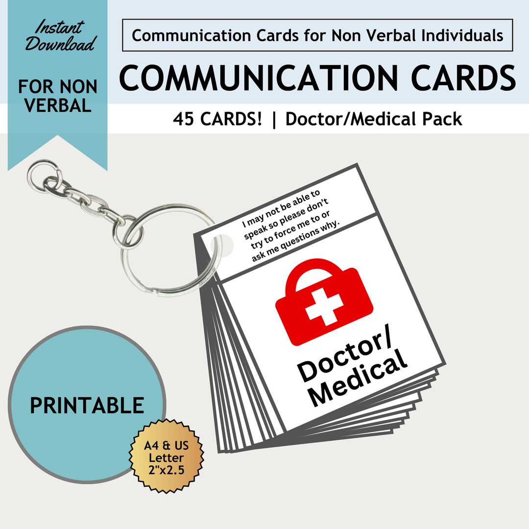 Doctor/medical/hospital Communication Cards Non Verbal Aid - Etsy