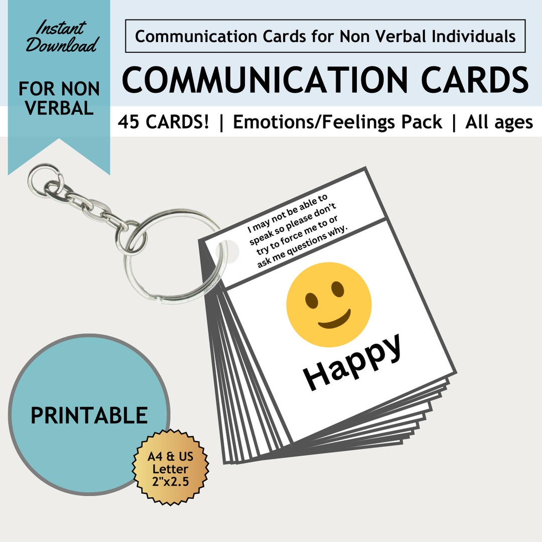 Emotions Communication Cards Non Verbal Aid Kids Autism - Etsy UK