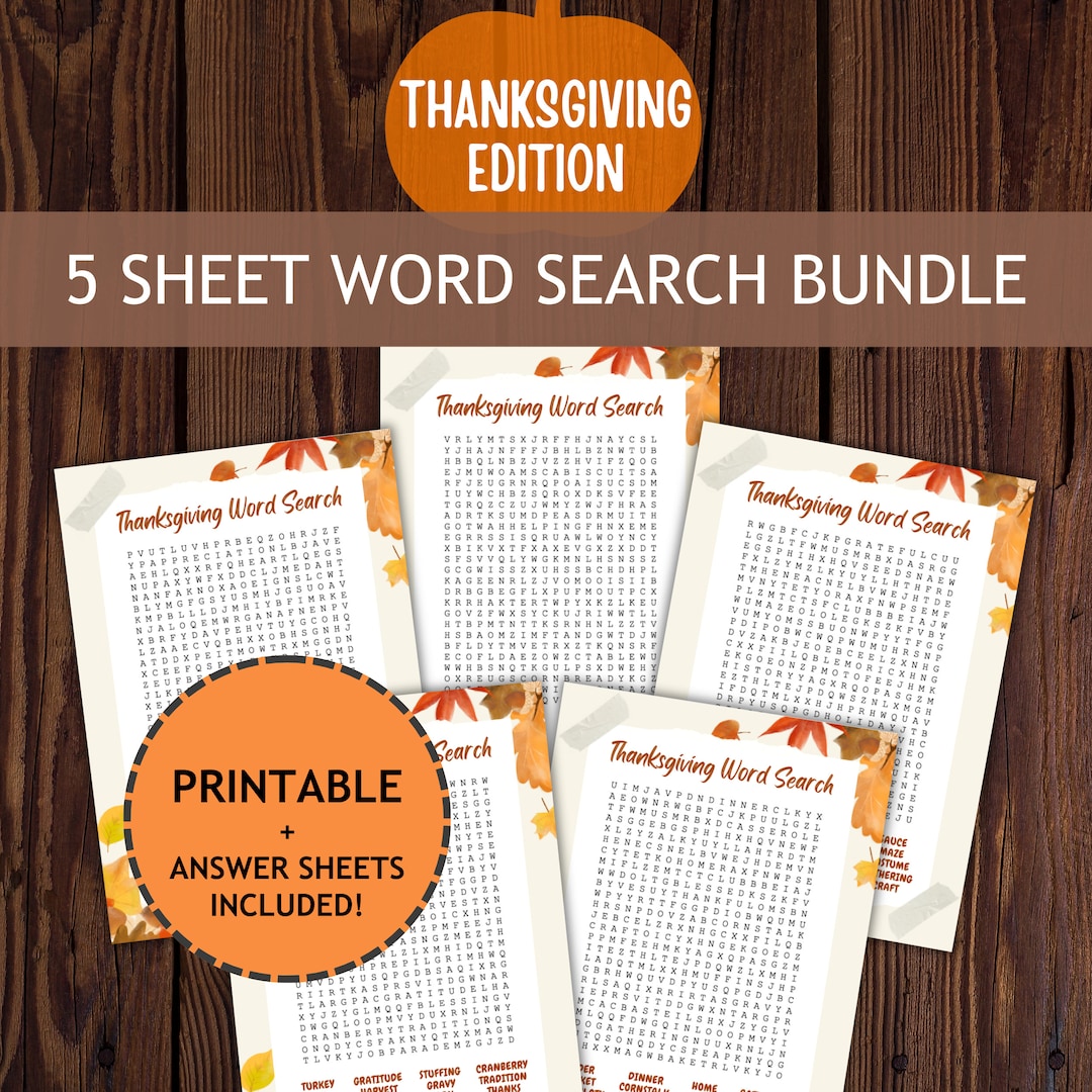 Printable Thanksgiving Themed Word Search Fall Word Find - Etsy