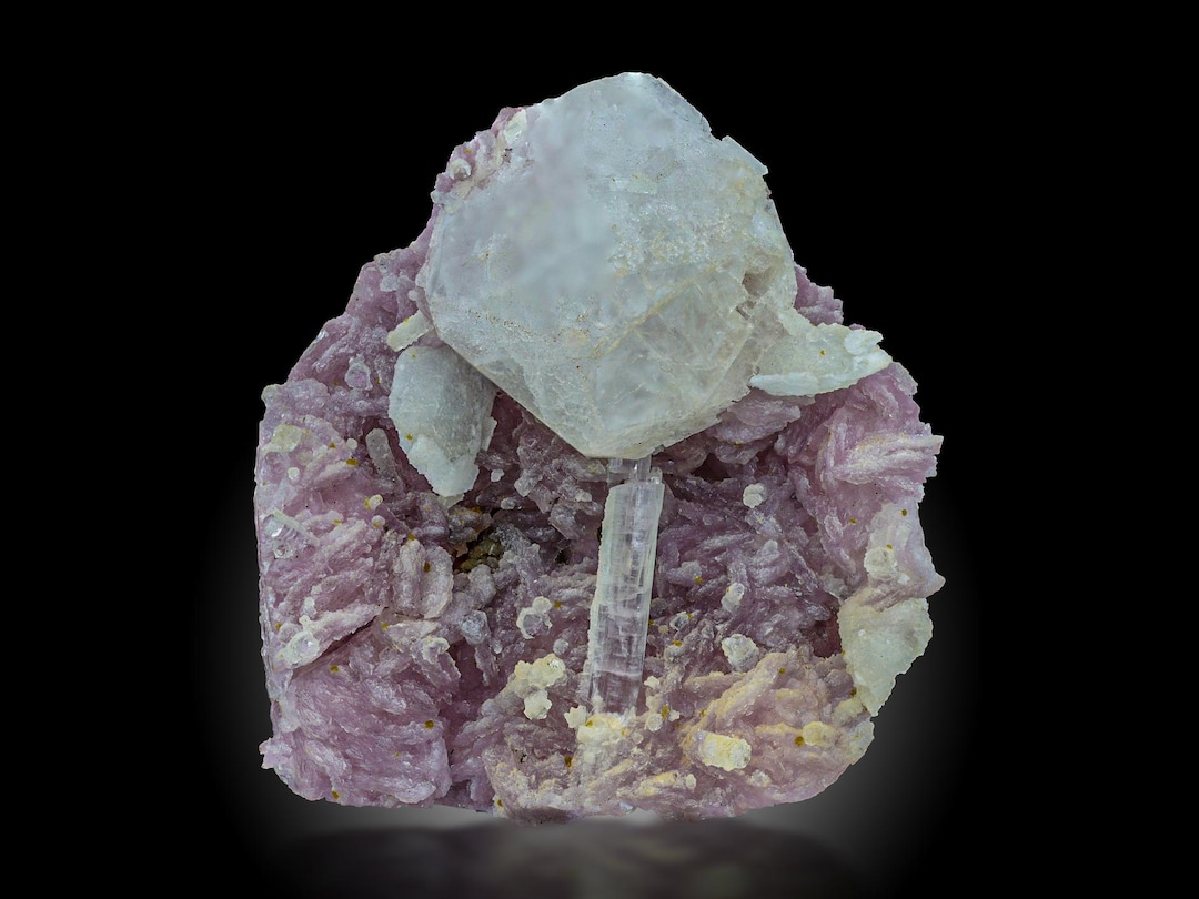 Combine Specimen of Lapidolite With Tourmaline Crystal Standing in ...