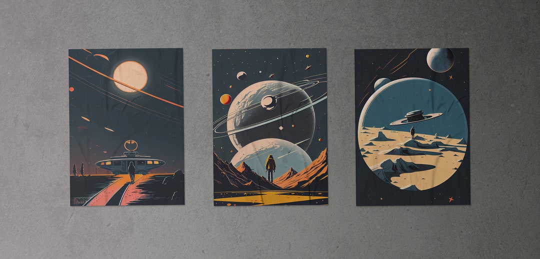 3 Minimalistic Space Scenery Photos, Wall Art, Art Prints, Large Wall ...