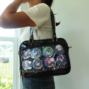 Kawaii Bow Ita Bag: Faux Leather Crossbody Pin Display With Two Inserts ...
