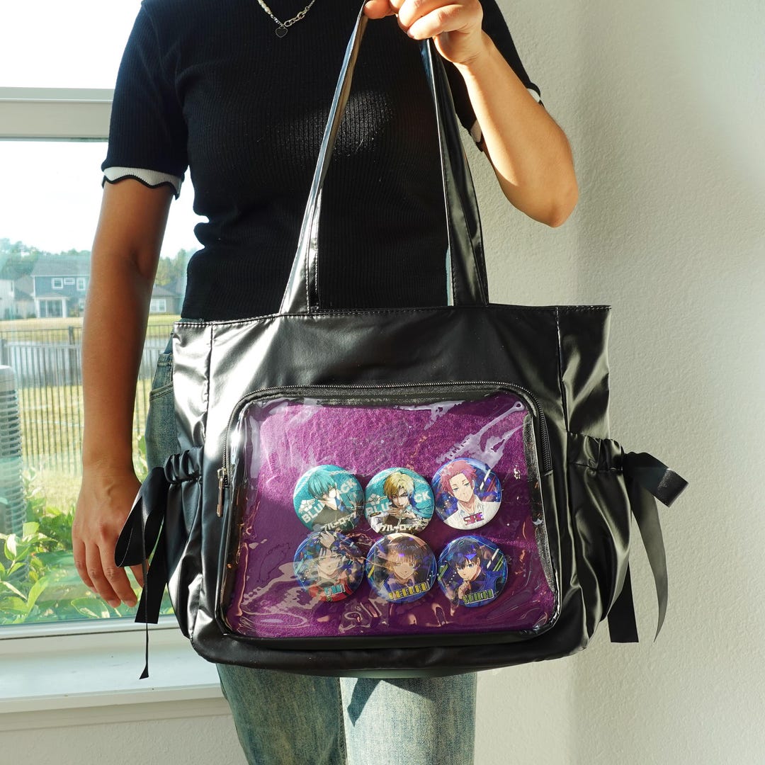 Kawaii Ruffle Ita Tote Bag With Clear Window, Cute Ita Totes With Two ...