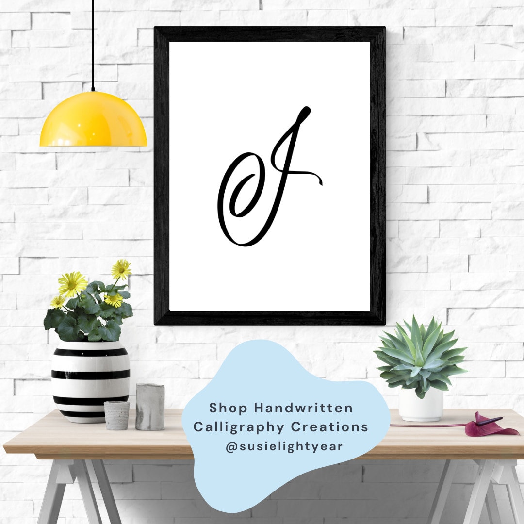 Letter I Calligraphy Wall Art Print Initial Alphabet Monogram ...