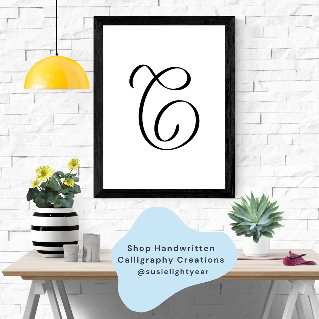 Letter C Calligraphy Wall Art Print Initial Alphabet Monogram ...