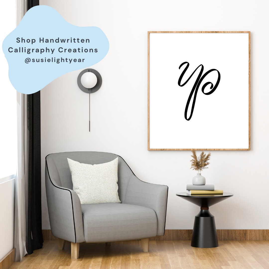 Letter P | Calligraphy Wall Art Print | Initial | Alphabet | Monogram ...