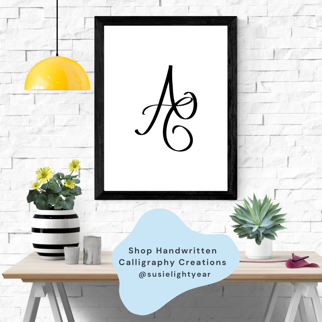 Letter A Calligraphy Wall Art Print Initial Alphabet Monogram ...