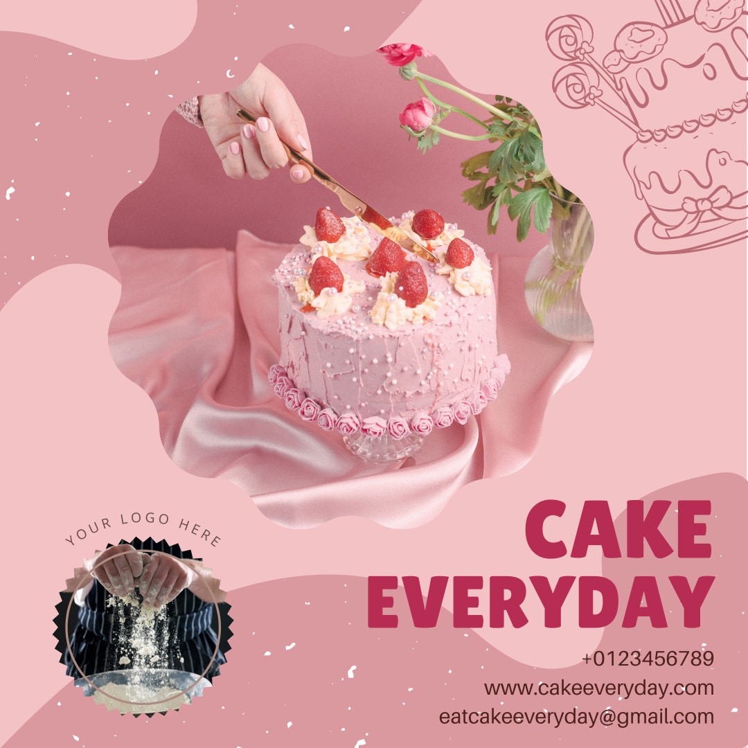 Socmed Post Template Canva Pastel Theme canva Design for Bakers cake ...