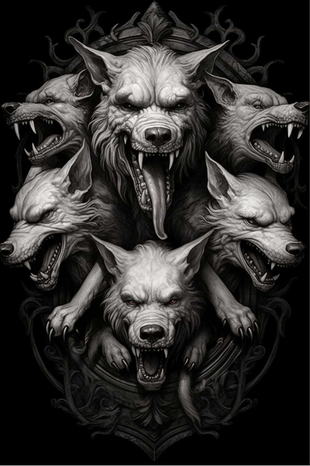 Black and White Cerberus - Etsy