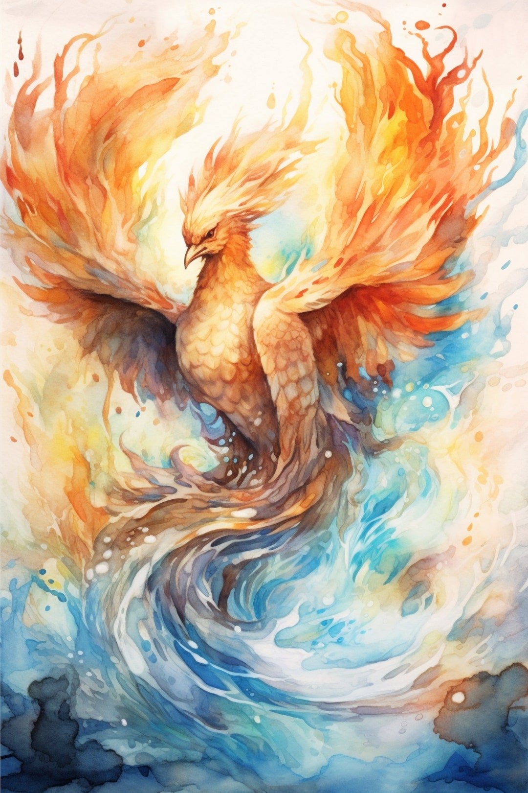 Water-colored Phoenix B - Etsy