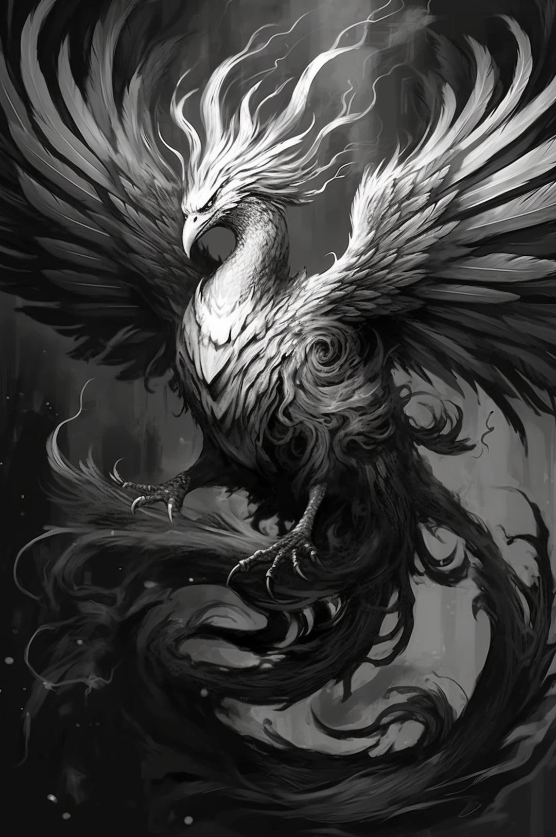 Black and White Phoenix - Etsy