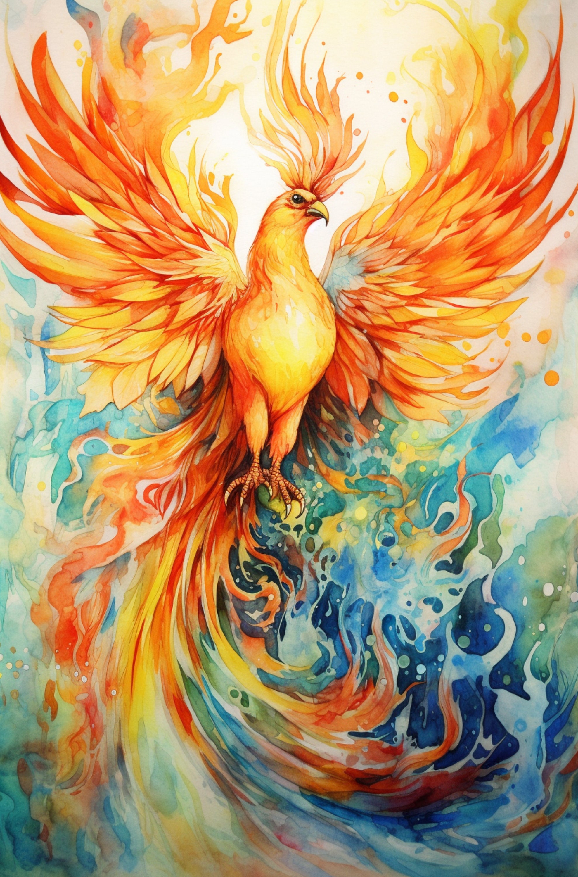 Water-colored Phoenix E - Etsy