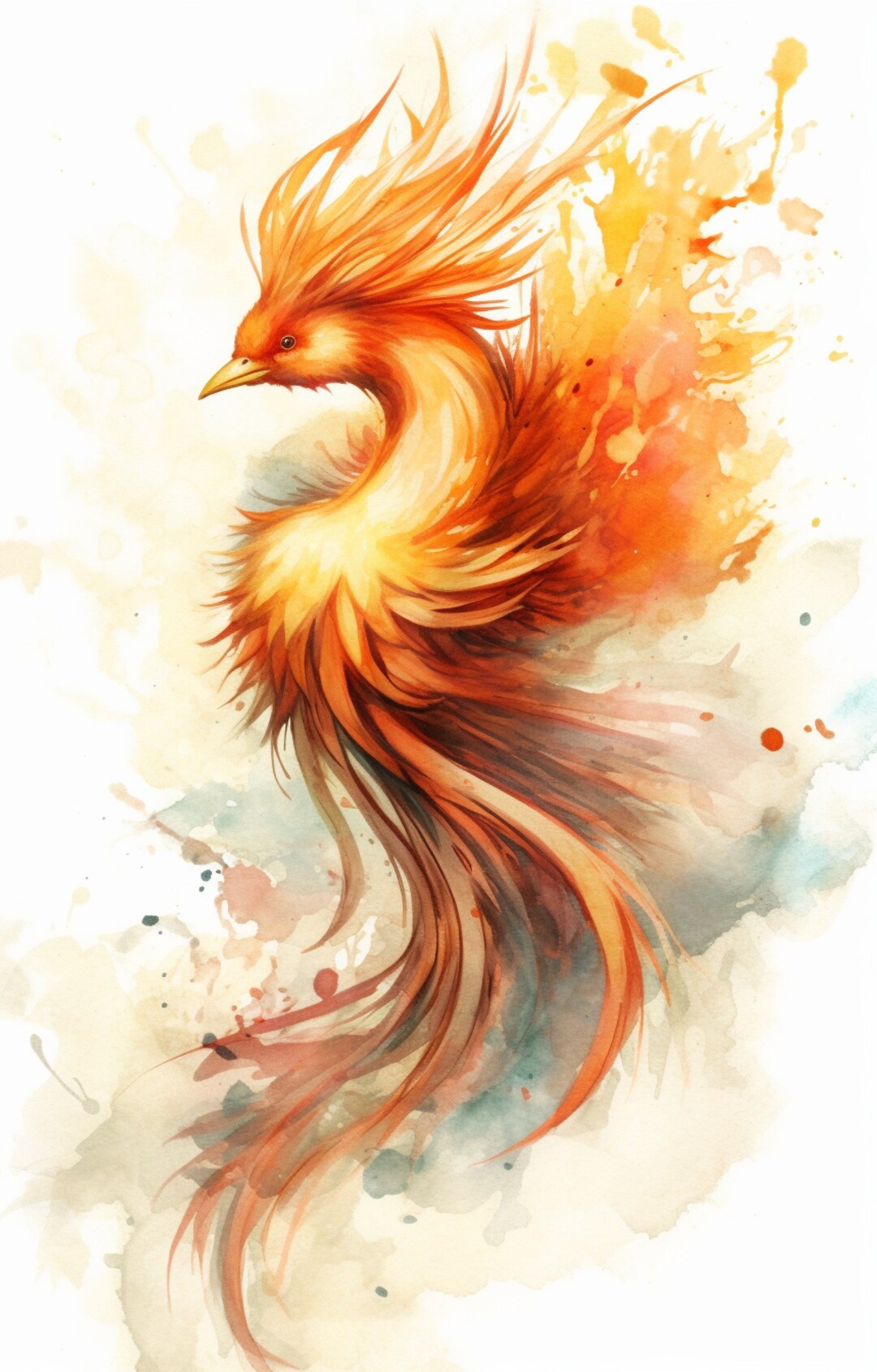 Water-colored Phoenix F - Etsy