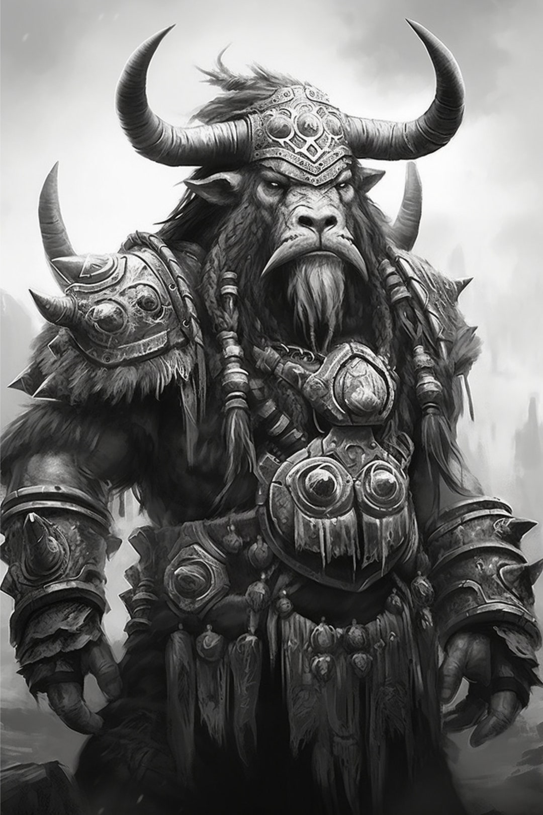 Black and White Minotaur - Etsy