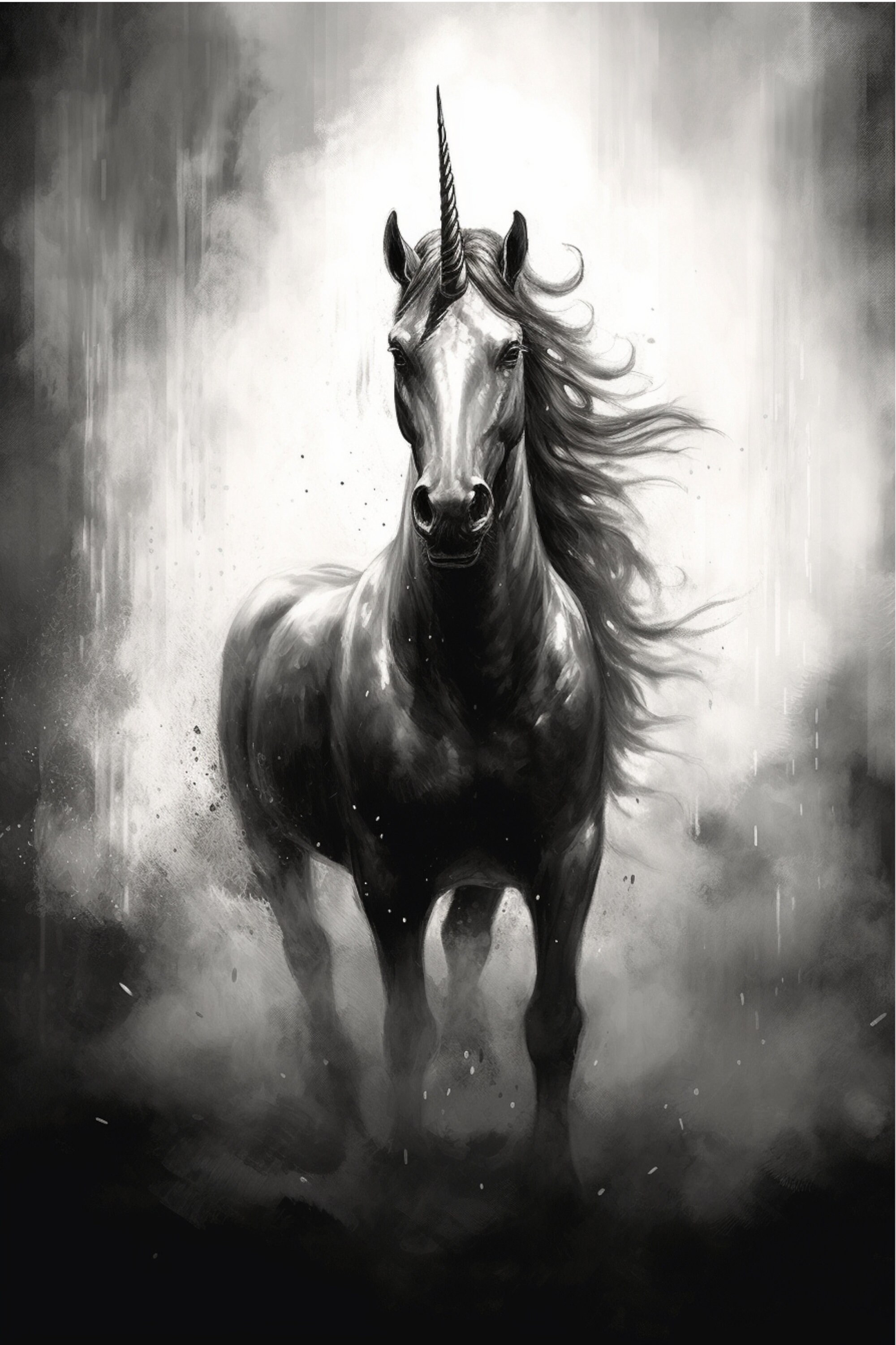 Black and White Magical Unicorn - Etsy