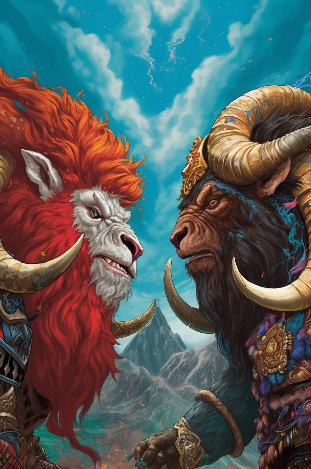 Minotaur Facing Minotaur C - Etsy