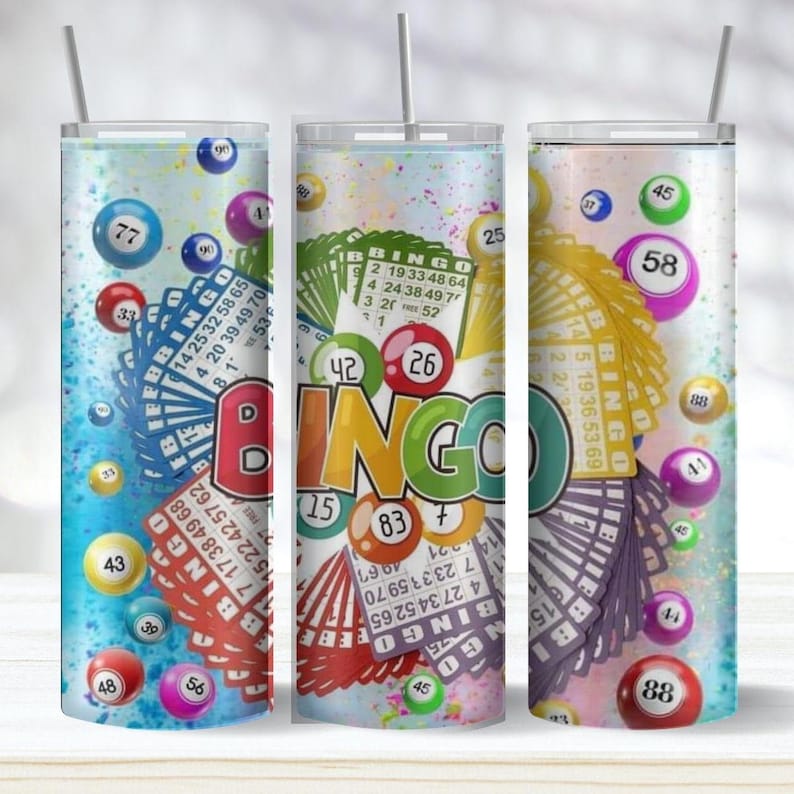 Bingo Tumbler Wrap PNG: 20oz Skinny Sublimation Designs (digital ...