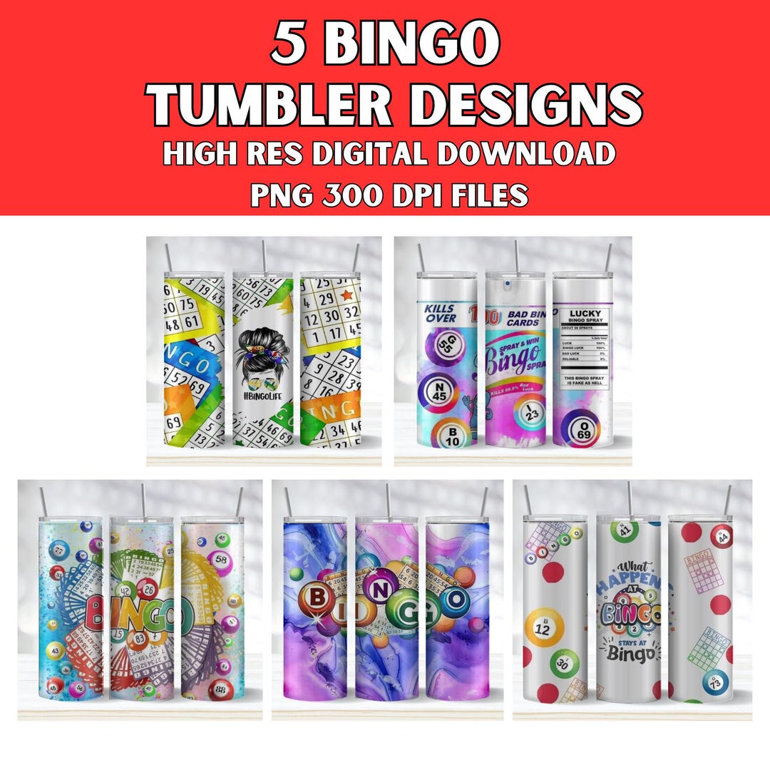 Bingo Tumbler Wrap PNG: 20oz Skinny Sublimation Designs (digital ...